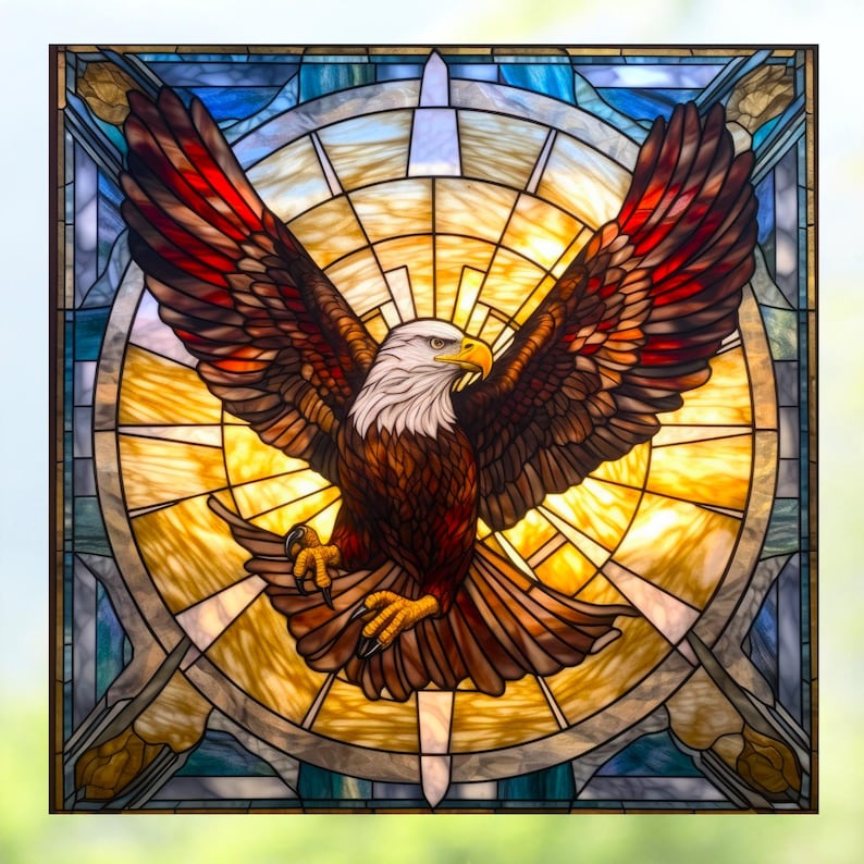 Bald Eagle Faux Stained-glass WINDOW CLING - Etsy