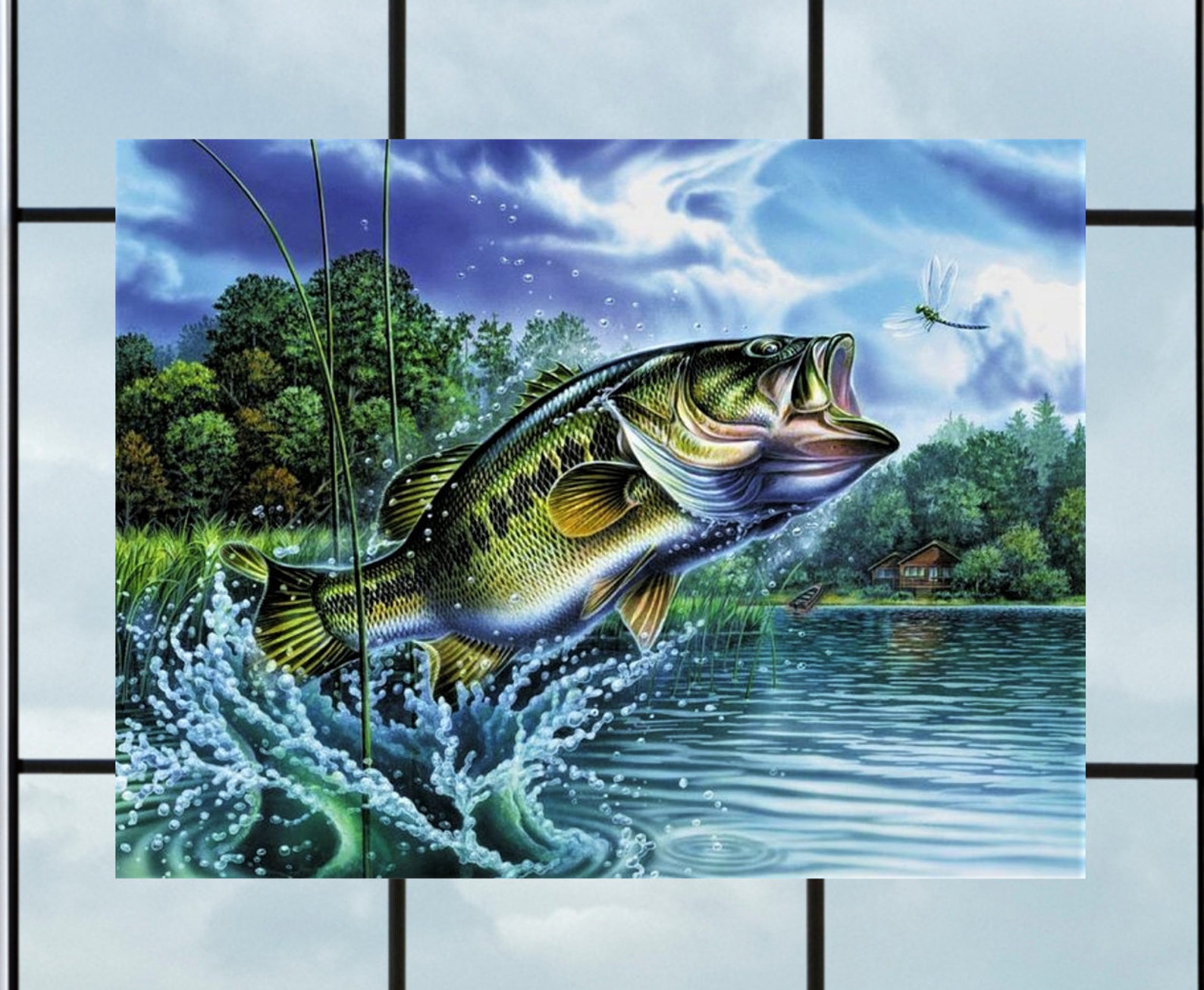 BASS Fish WINDOW CLING Fishing Lake Dragonfly - Etsy