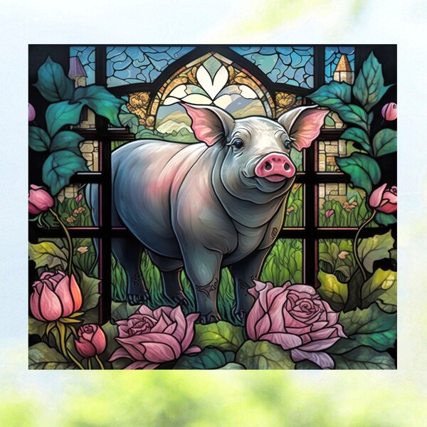 Stained Glass Pig - Etsy