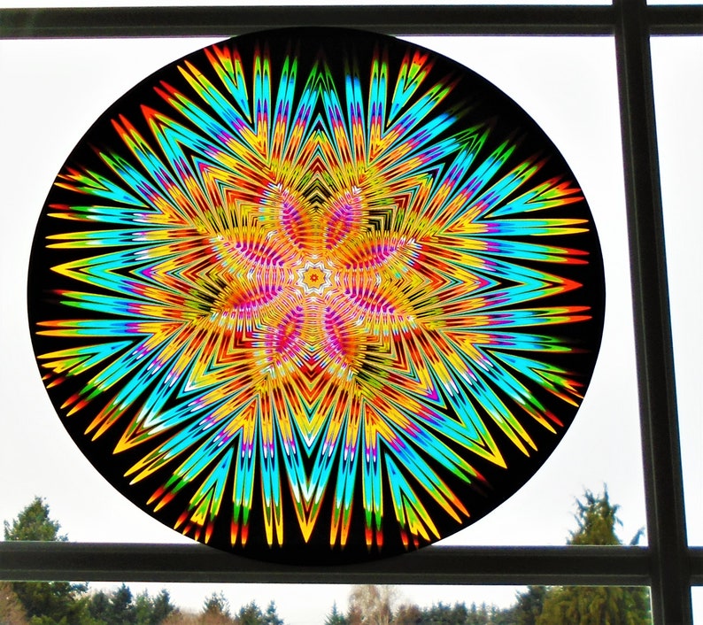 Native American Mandala WINDOW CLING Stained Glass Color | Etsy