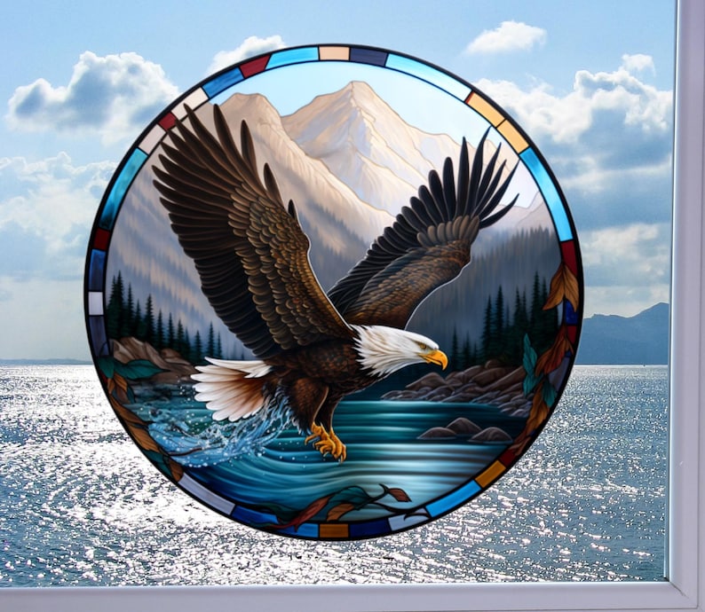 Bald Eagle Faux Stained-glass WINDOW CLING Glossy, Translucent - Etsy