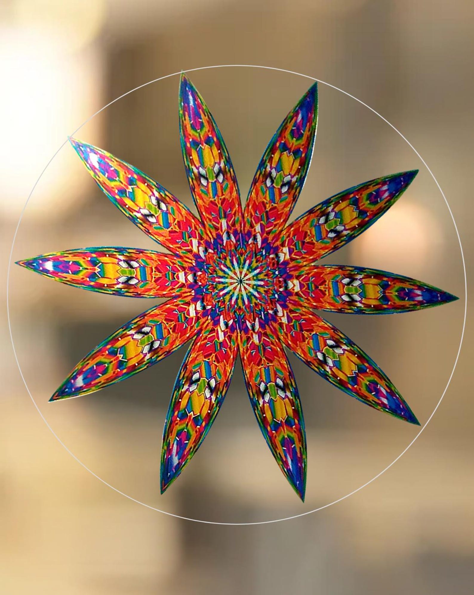 Native American Star Flower WINDOW CLING Glossy, Translucent, Double ...
