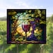 Glass of Wine & Grapes Faux Stained-glass WINDOW CLING Glossy ...