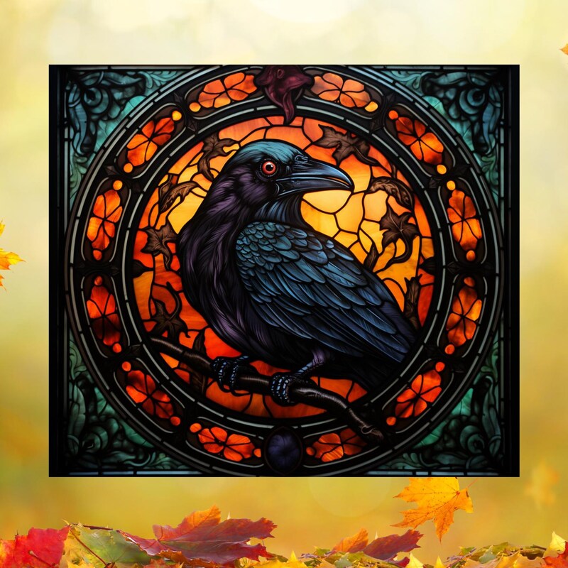 Stained Glass Raven - Etsy