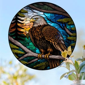 Eagle Faux Stained-glass WINDOW CLING Glossy, Translucent, Double-sided ...