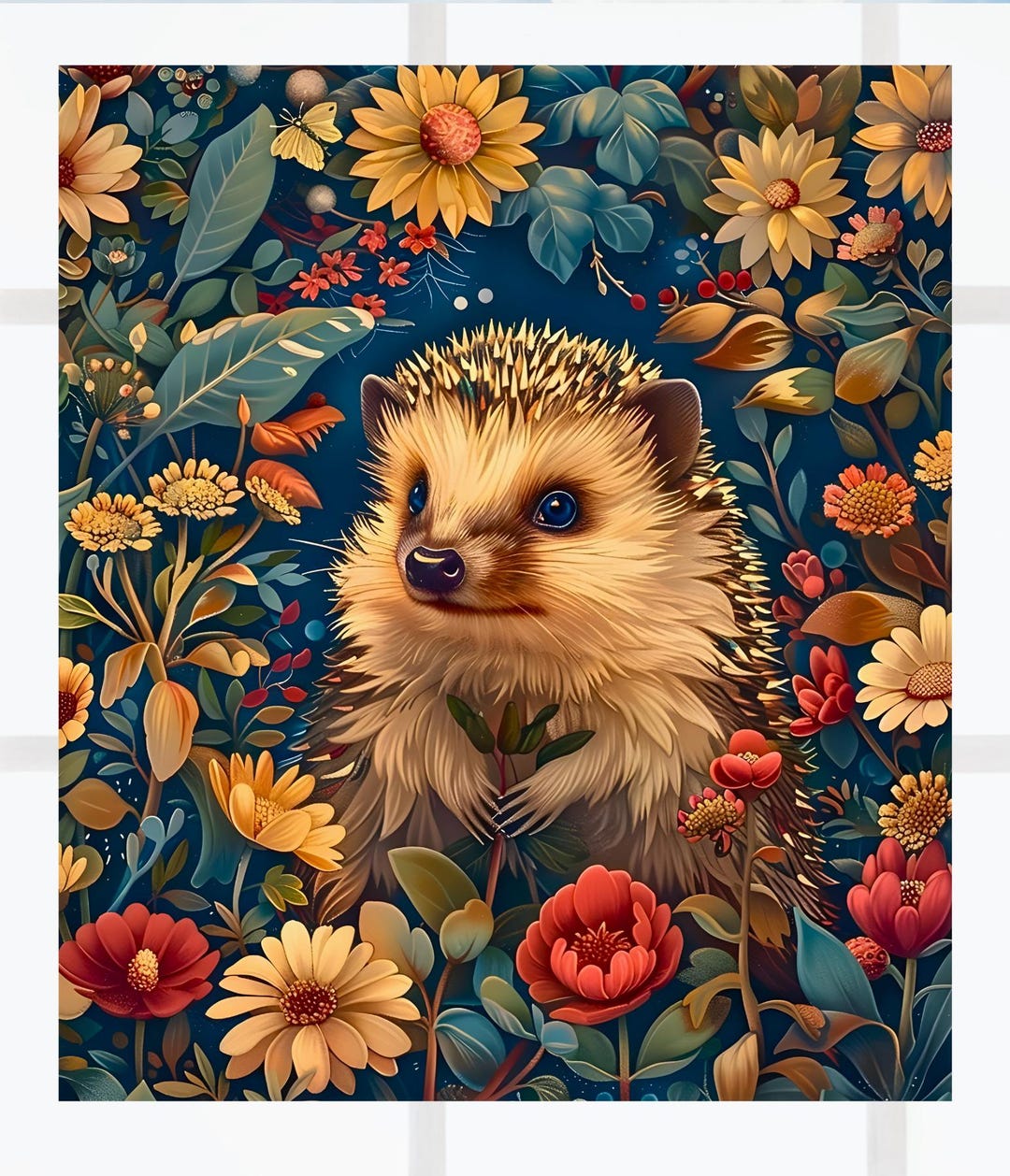 Hedgehog Window Cling ~ Sun-catcher Size 9.3" Animal & Flowers ...