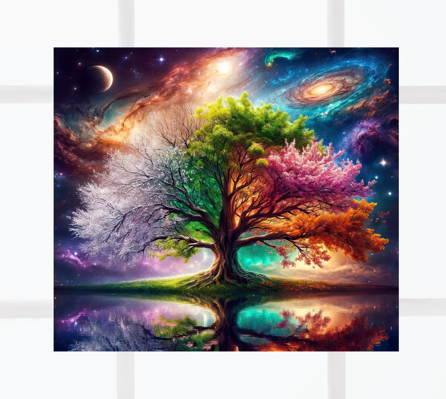 Tree of Life Faux Stained Glass WINDOW CLING , Seasons, Galaxy - Etsy