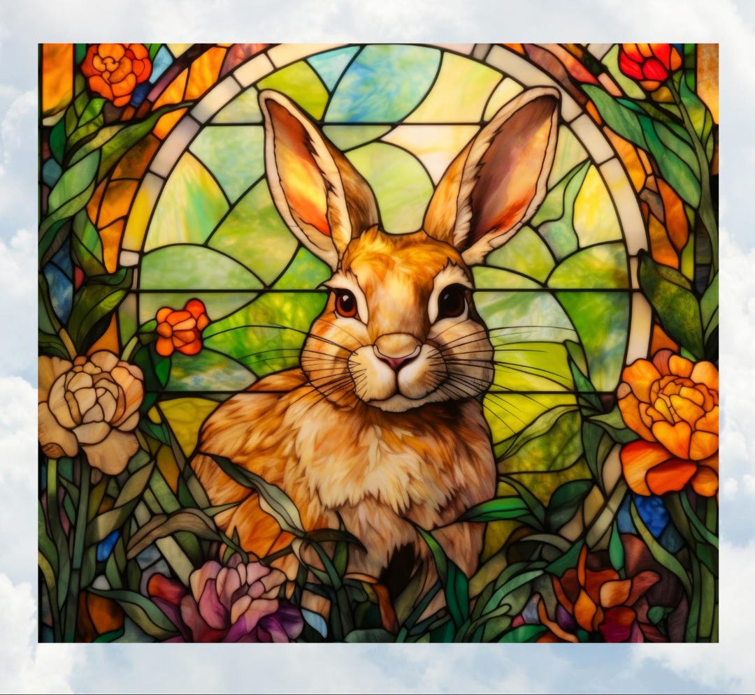 Bunny Rabbit Faux Stained-glass Deluxe Vinyl Window Cling, Size 9.1" - Etsy