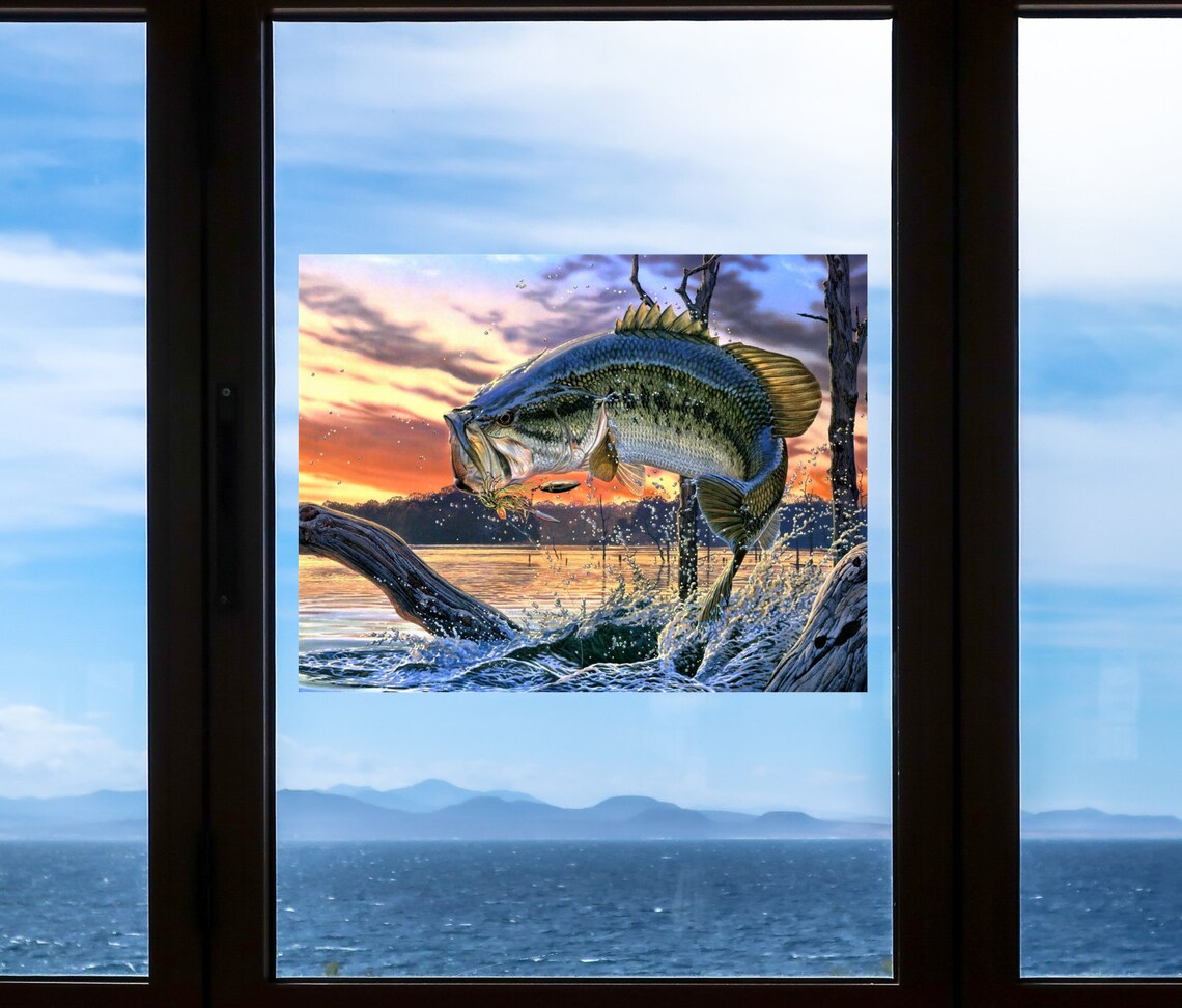BASS Fish WINDOW CLING Fishing Lure Lake River/ocean - Etsy