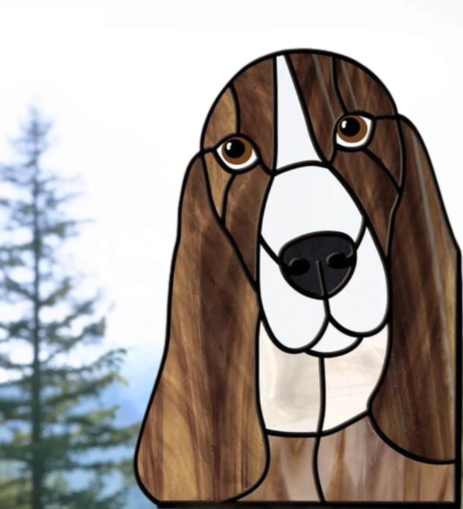 Basset Hound Faux Stained-glass WINDOW CLING - Etsy