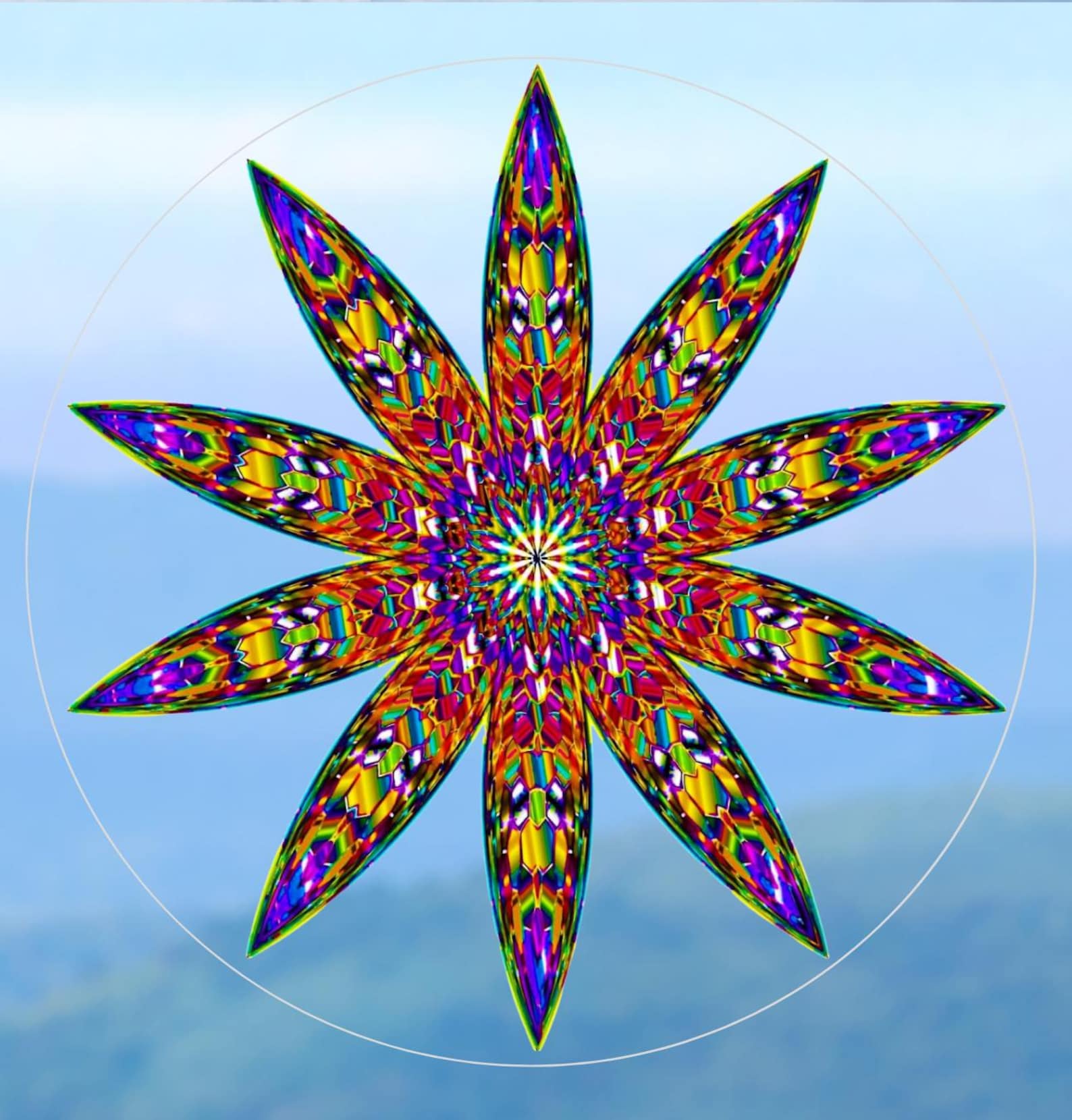 Native American Star Flower WINDOW CLING Glossy, Translucent, Double ...