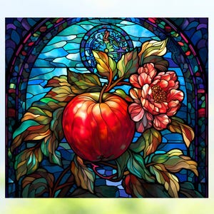 Red Apple Faux Stained-glass Deluxe Vinyl Window Cling 7 Designs - Etsy