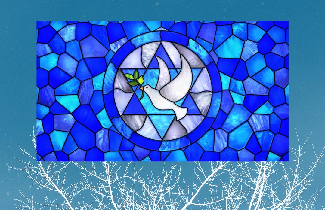 Peace Dove WINDOW CLING Faux Stained Glass Sun-catcher Size 8 or 10.6 ...