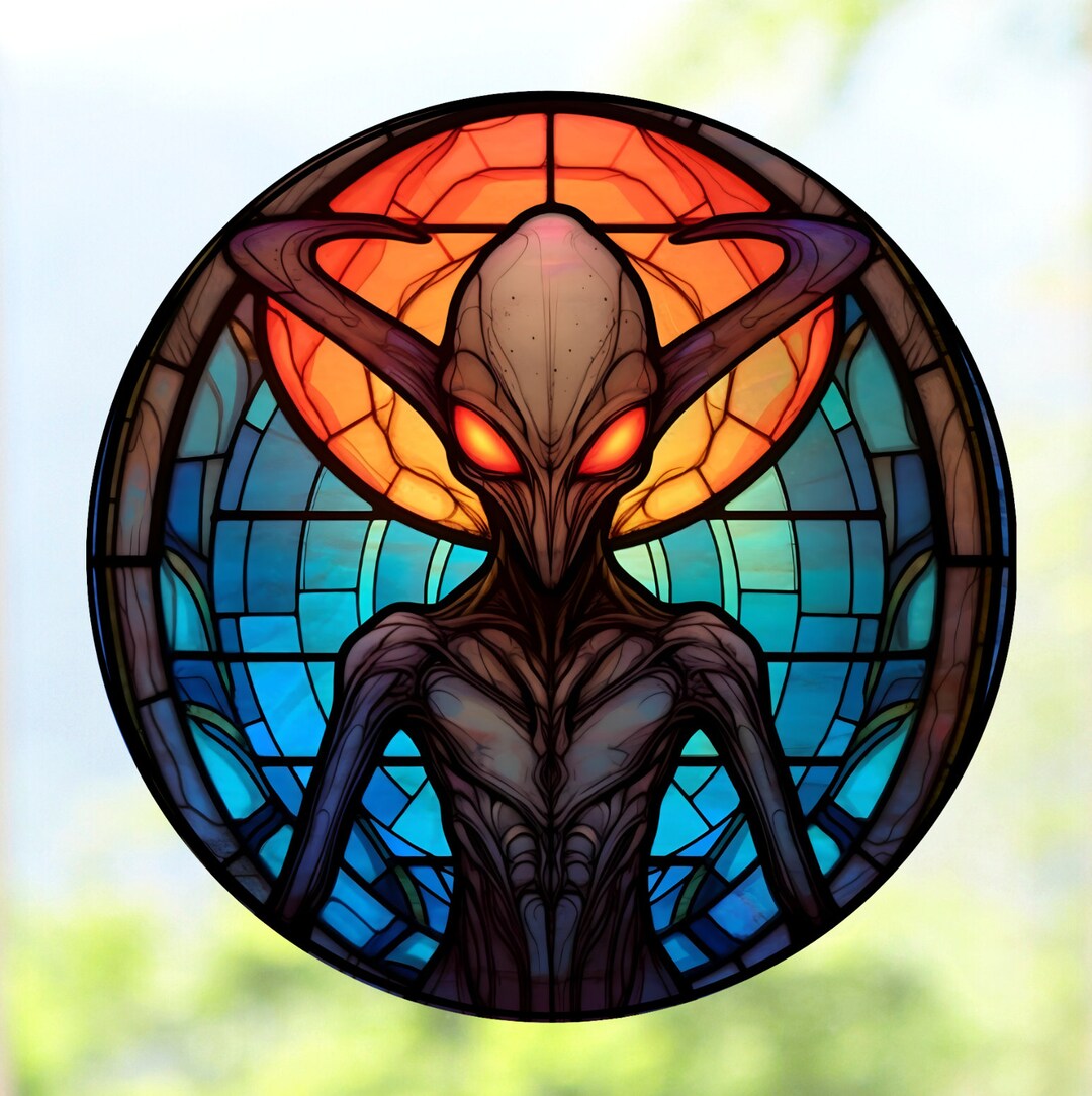 Alien WINDOW CLING Faux Stained Glass Suncatcher Window - Etsy