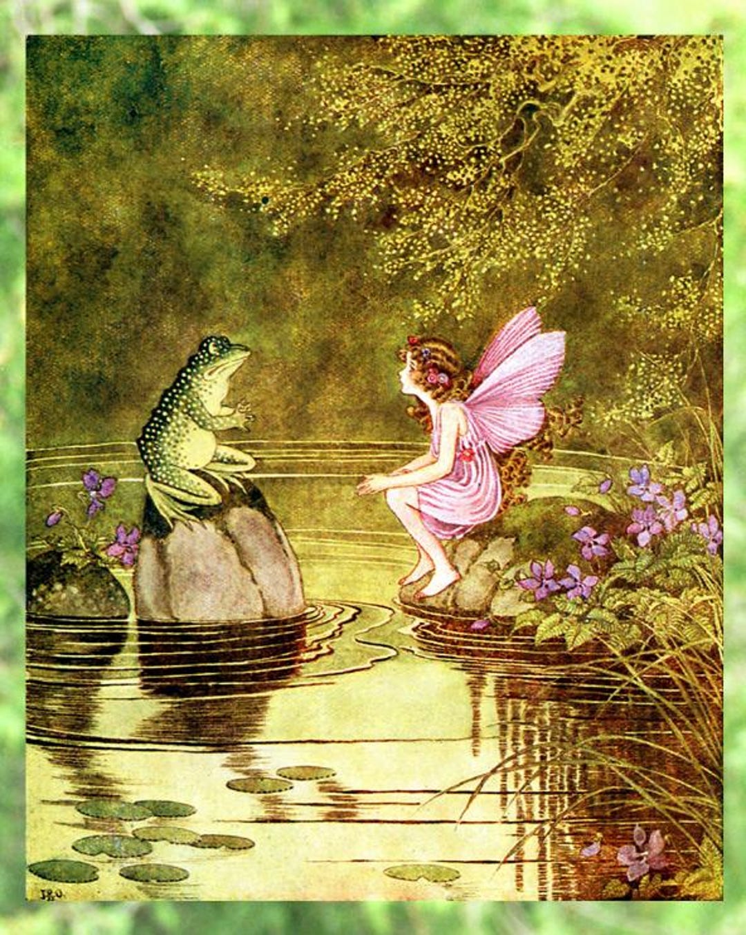 Mr. Frog & Pink Fairy Deluxe Vinyl Window Cling, Sun-catcher Size 10 ...