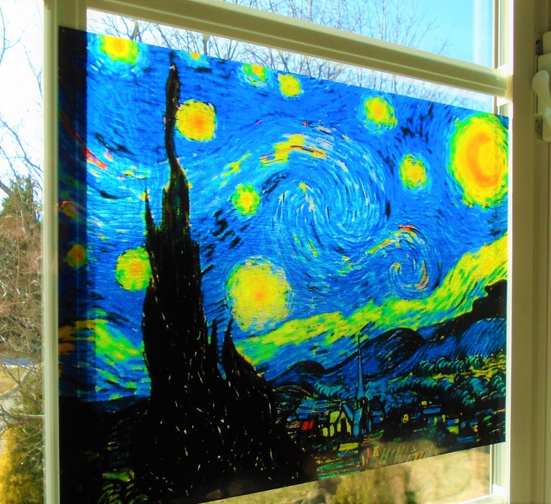 Starry Night WINDOW CLING Stained Glass Color Suncatcher - Etsy