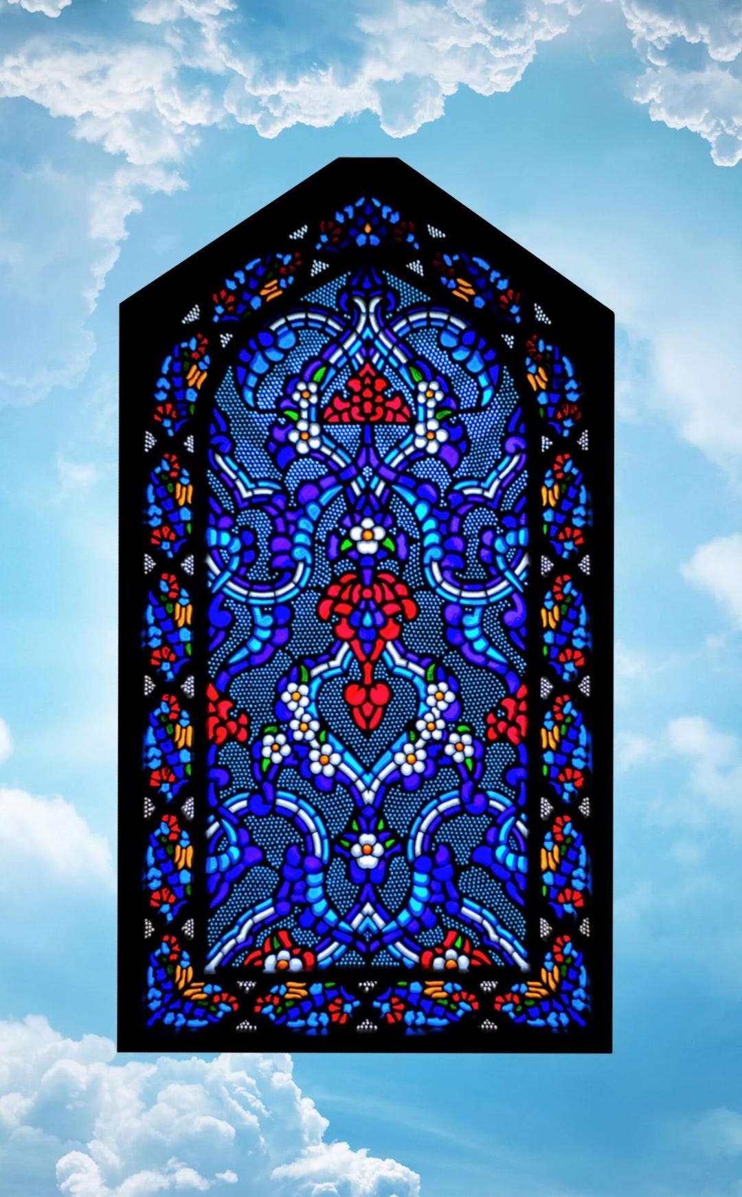 Victorian Floral Arch Faux Stained-glass WINDOW CLING Glossy ...