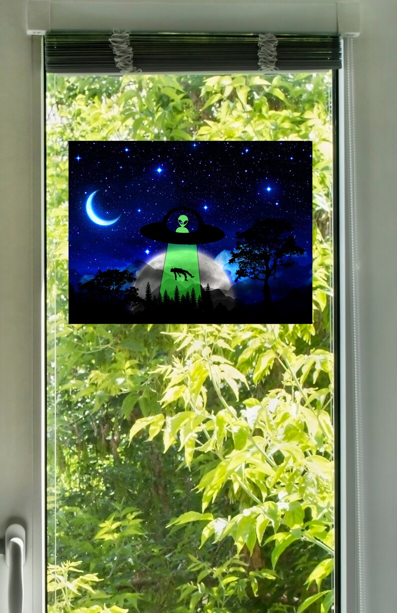 Alien WINDOW CLING UFO Spaceship Window Art Size - Etsy