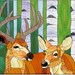 Deer Faux Stained Glass WINDOW CLING Suncatcher Buck & Doe Birch Trees ...