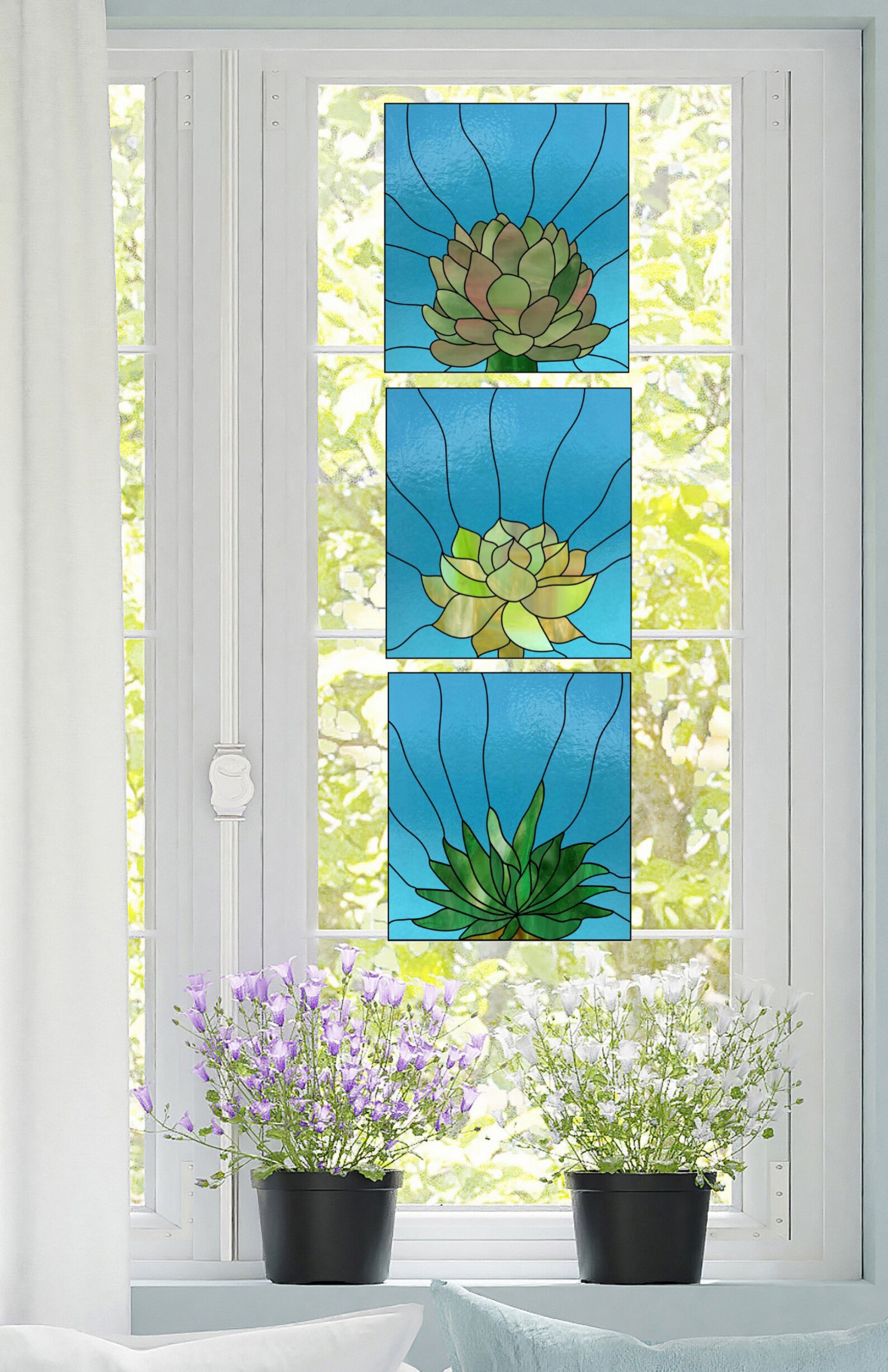 Succulent Plant WINDOW CLING Faux Stained Glass Suncatcher - Etsy