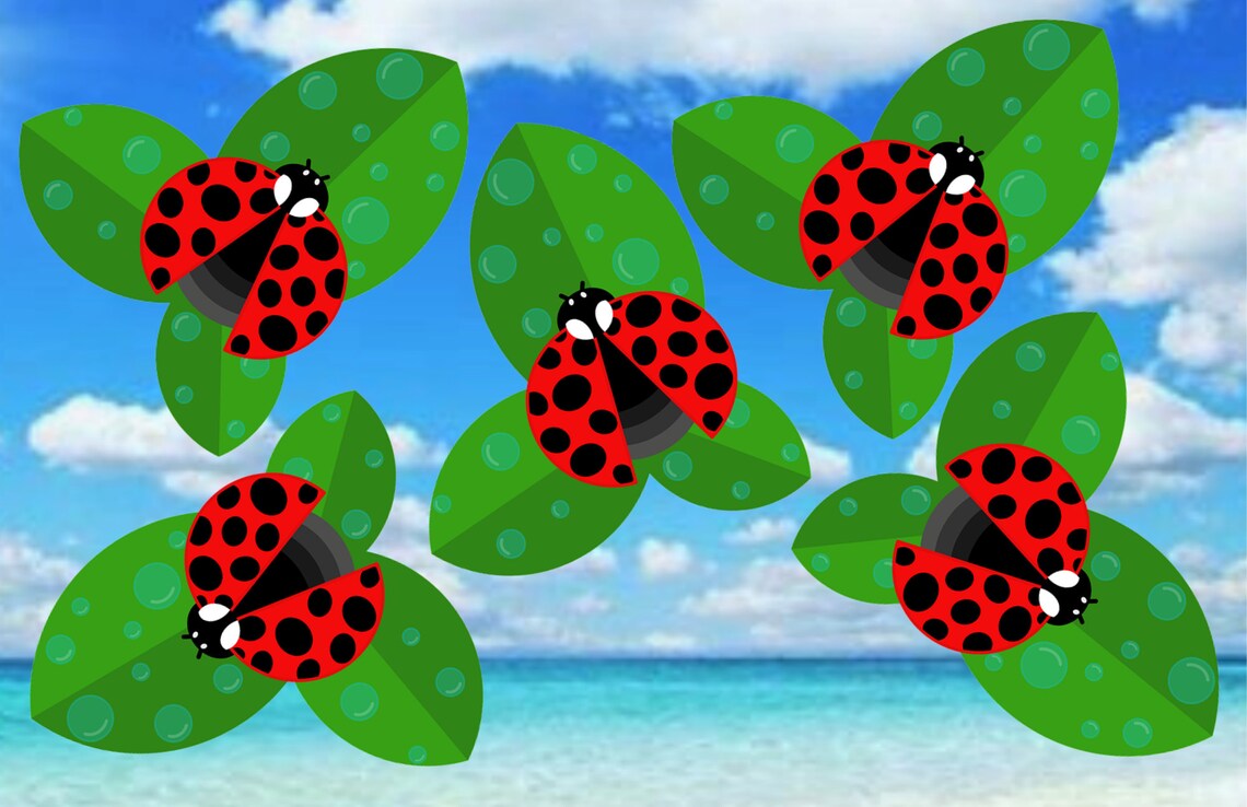 Ladybug WINDOW CLINGS Stained Glass Color Set of 5 - Etsy
