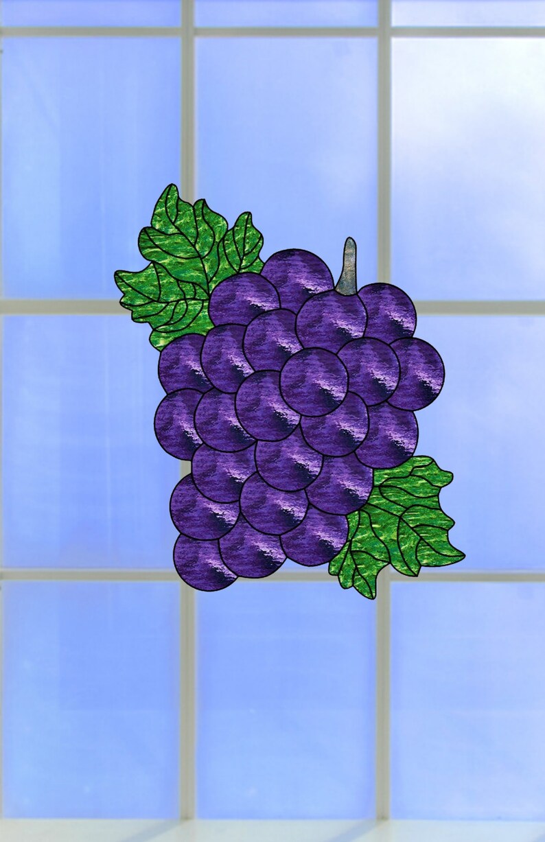 Purple Grapes WINDOW CLING Faux Stained Glass Concord - Etsy