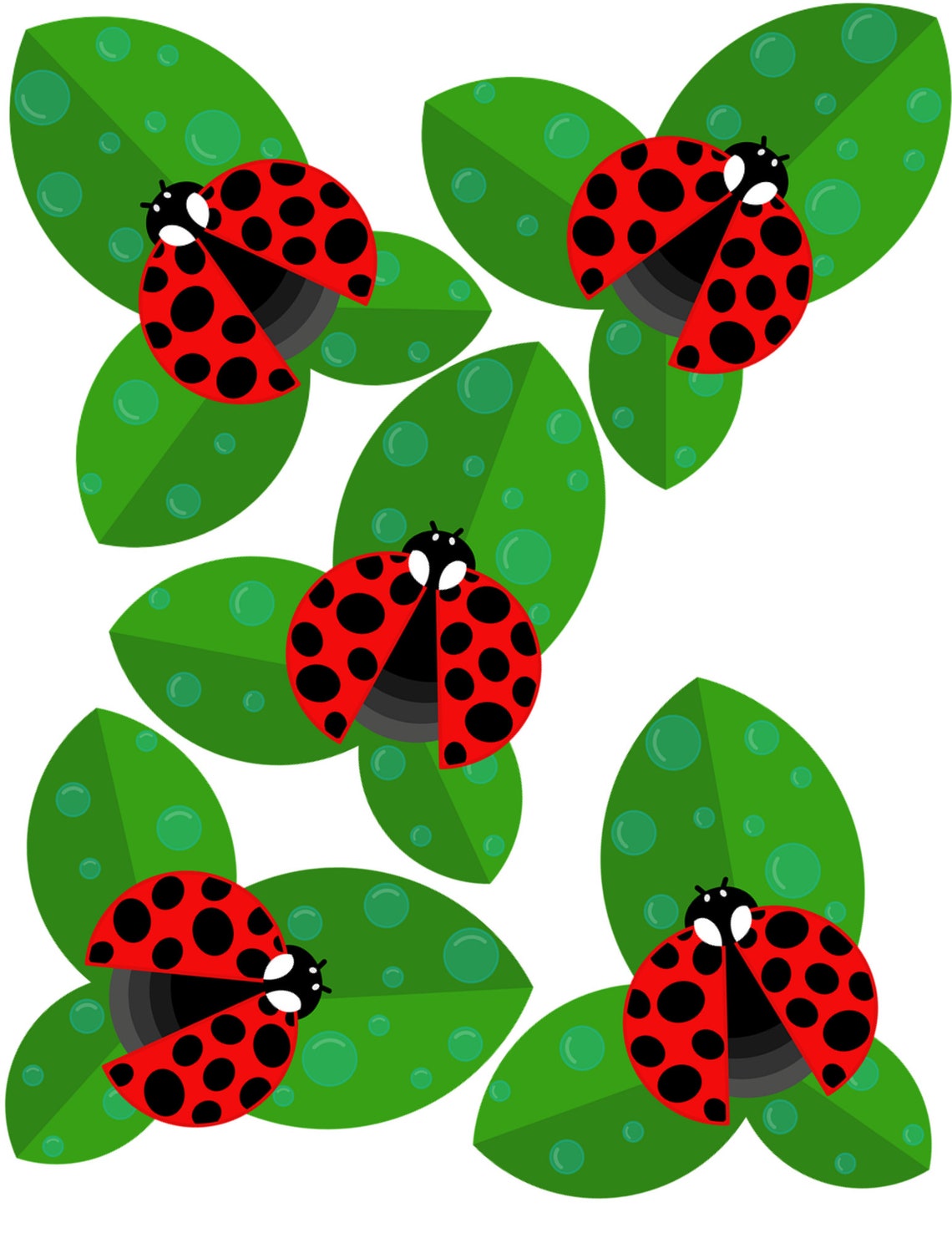 Ladybug WINDOW CLINGS Stained Glass Color Set of 5 - Etsy