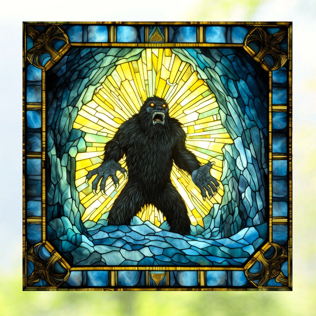 Sasquatch Faux Stained-glass WINDOW CLING Big Foot Yeti - Etsy