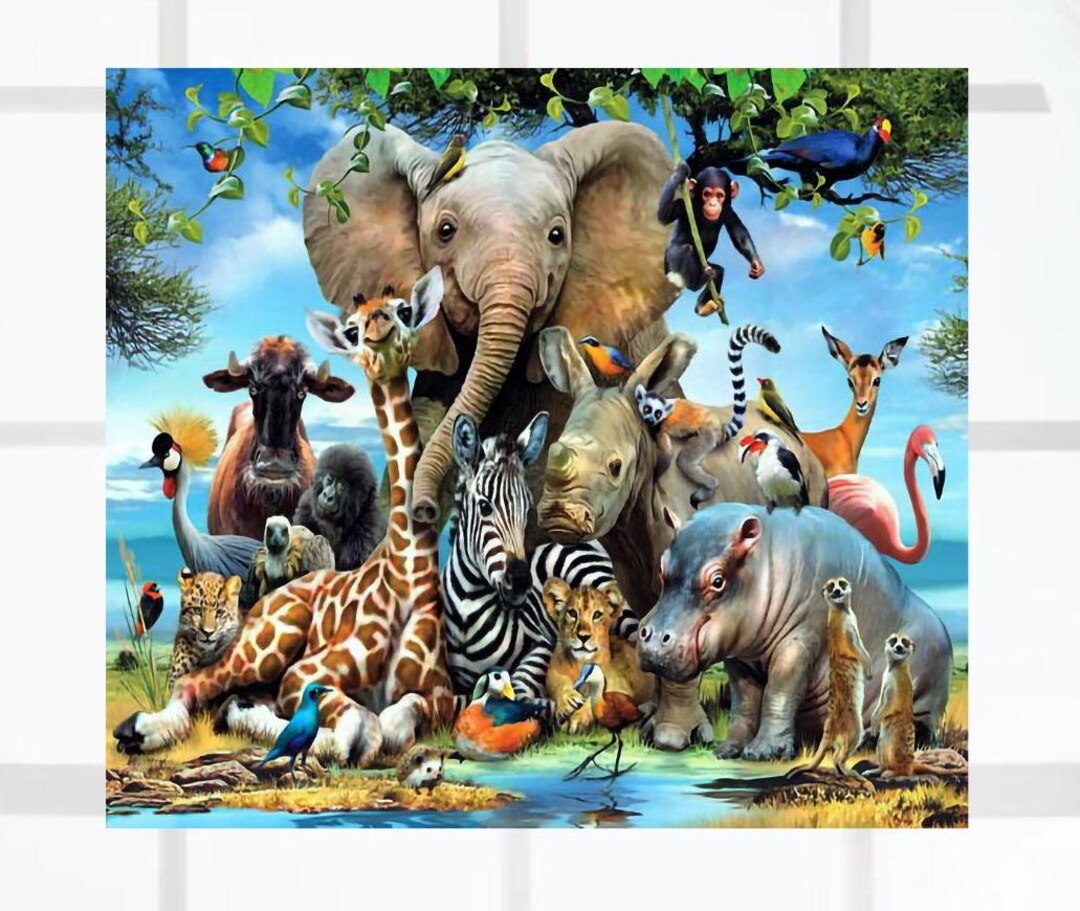 Jungle Animals Window Cling: Repositionable Vinyl Sun-catcher (9.1") - Etsy