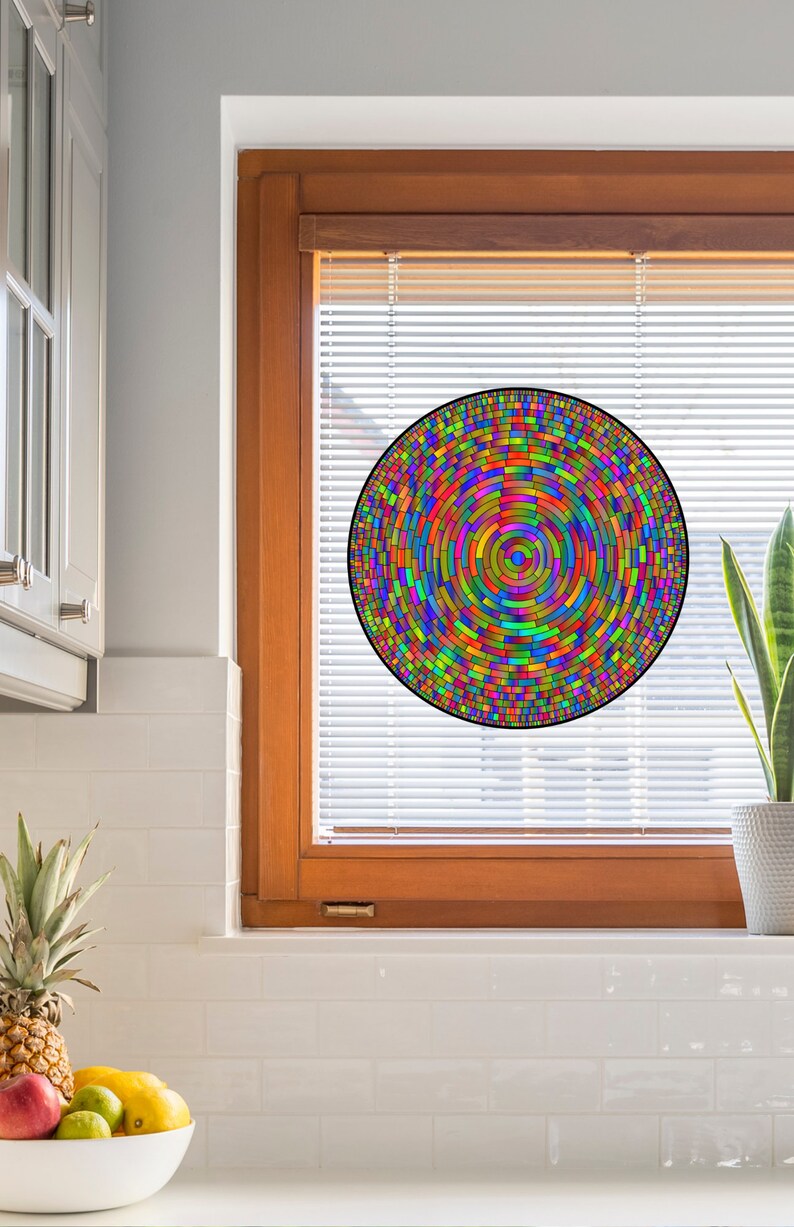 Rainbow WINDOW CLING Suncatcher Mandala Colorful Window - Etsy