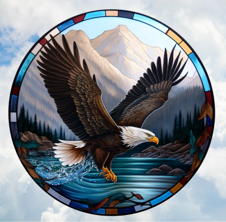 Bald Eagle Faux Stained-glass WINDOW CLING Glossy, Translucent - Etsy