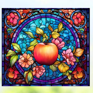 Red Apple Faux Stained-glass Deluxe Vinyl Window Cling 7 Designs - Etsy