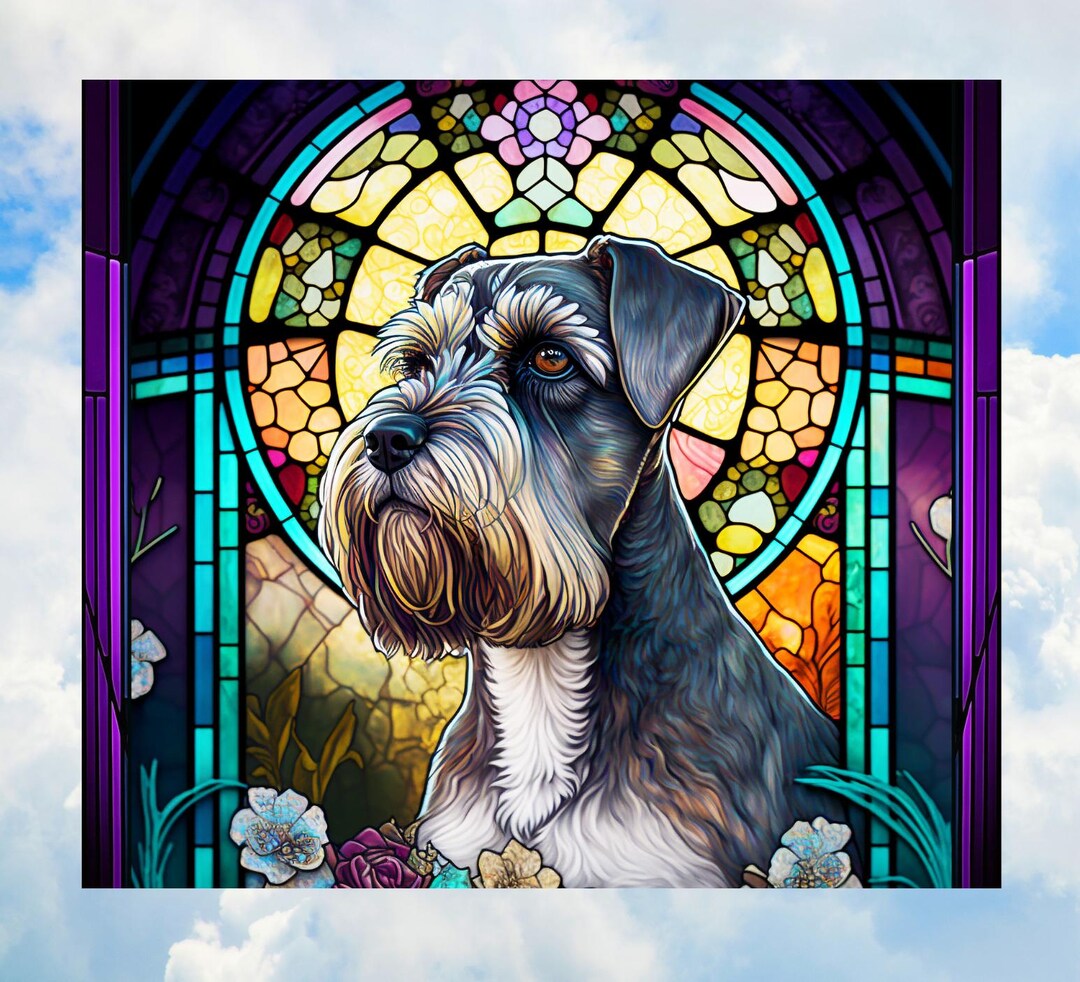 Miniature Schnauzer Faux Stained-glass Window Cling ~ Dog ~ Sun-catcher ...