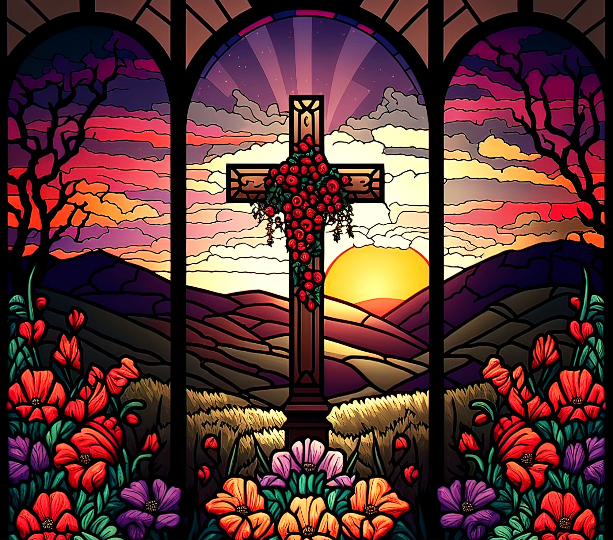 Stained Glass Cross Suncatcher