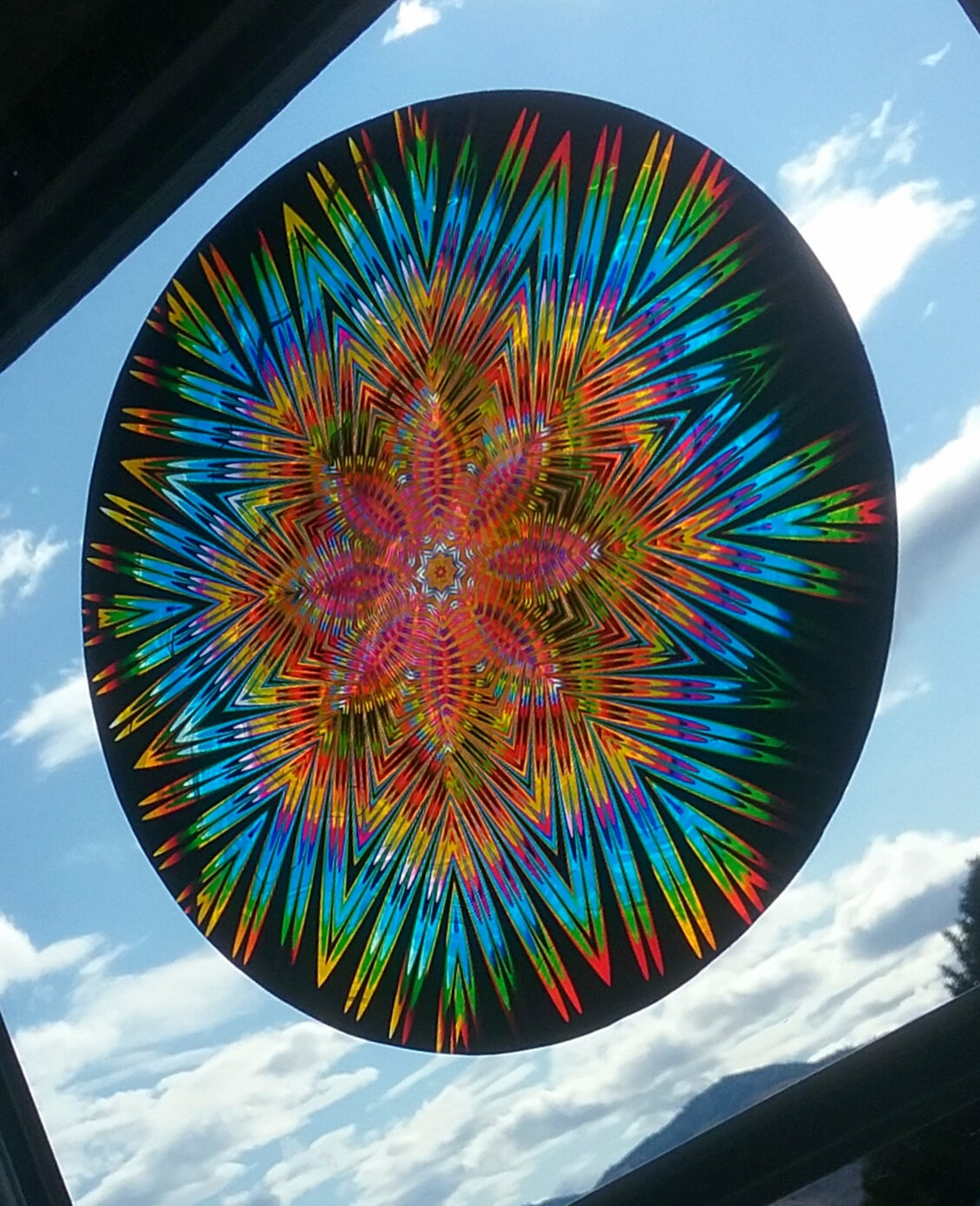 Native American Mandala WINDOW CLING Stained Glass Color | Etsy