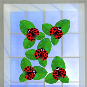 Ladybug WINDOW CLINGs Stained Glass Color Set of 5 | Etsy