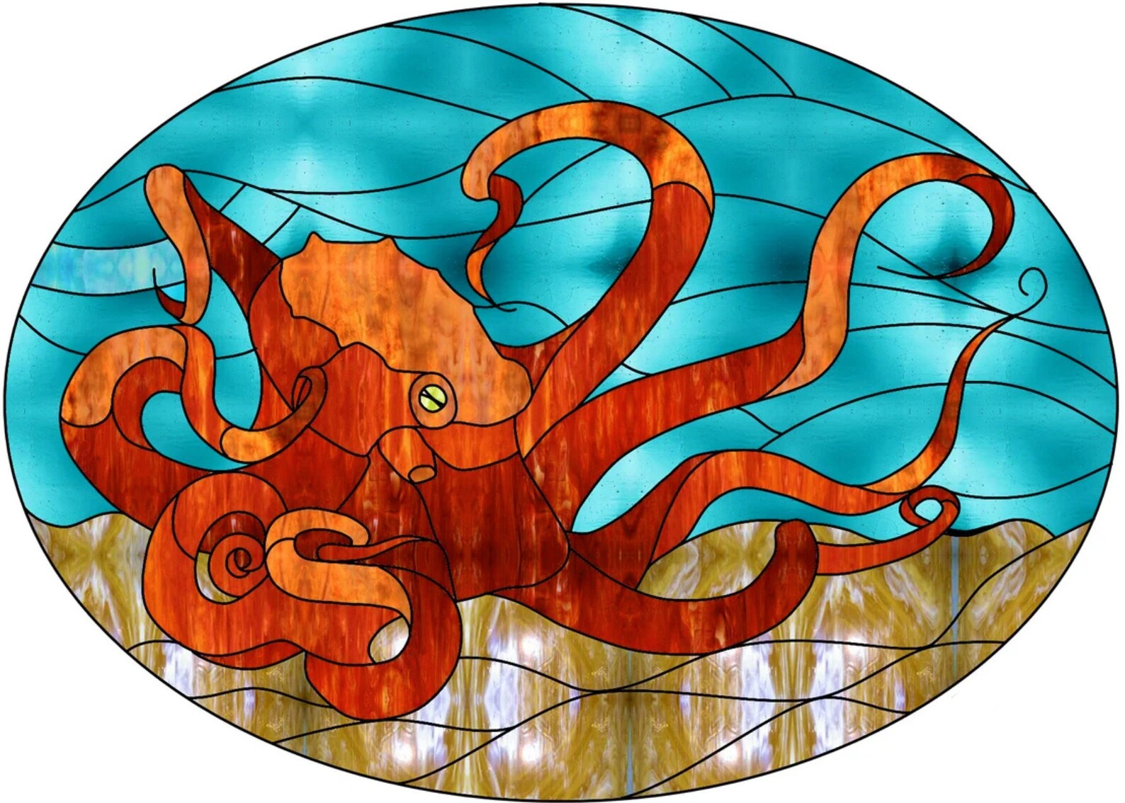 Octopus WINDOW CLING Faux Stained Glass Suncatcher Size - Etsy