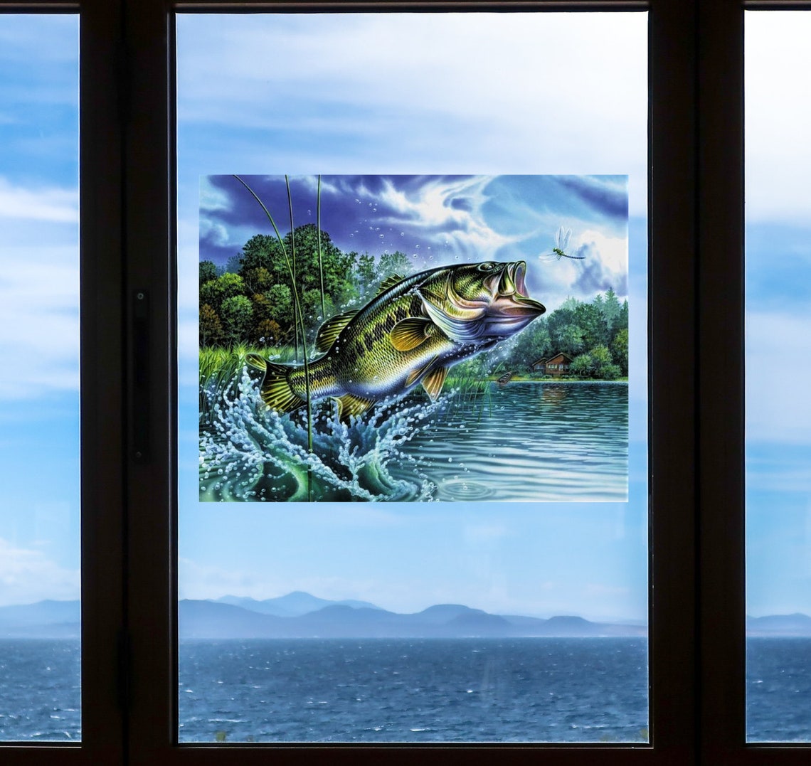 BASS Fish WINDOW CLING Fishing Lake Dragonfly - Etsy