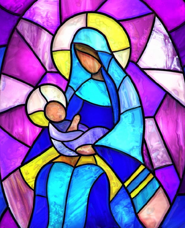 Image Result For Stylised Virgin Mary Stained Glass Images, 45% OFF