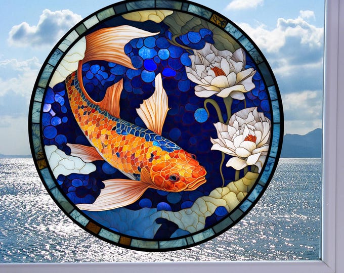 Goldfish Stained Glass Window Cling Window Sticker Decal No Adhesive ...