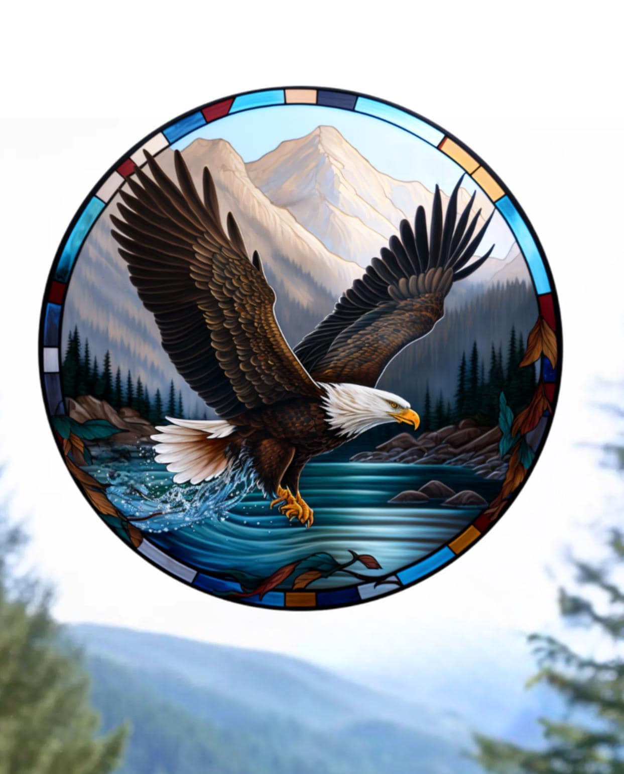 Bald Eagle Faux Stained-glass WINDOW CLING Glossy, Translucent - Etsy