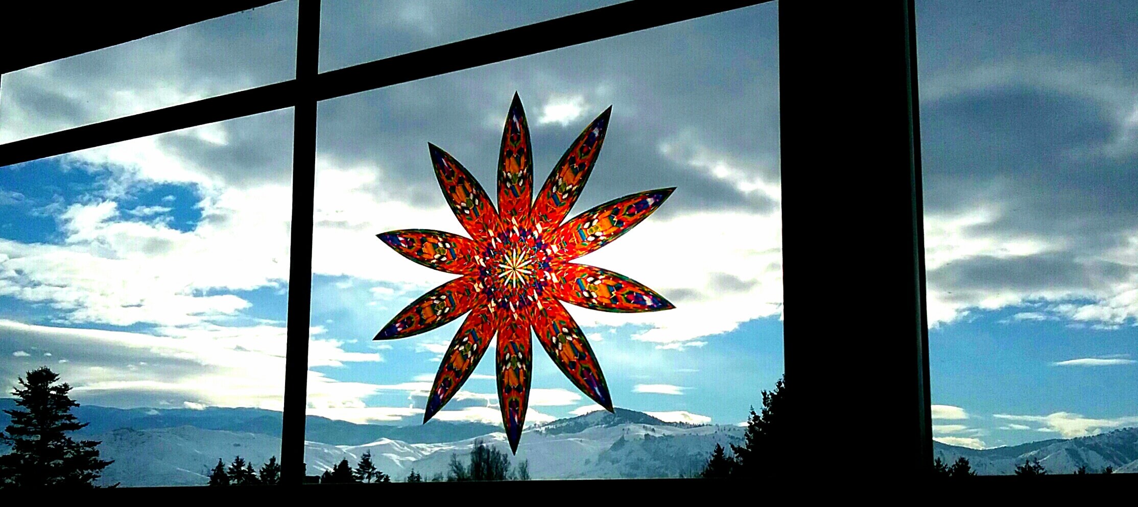 Native American Star Flower WINDOW CLING Glossy, Translucent, Double ...