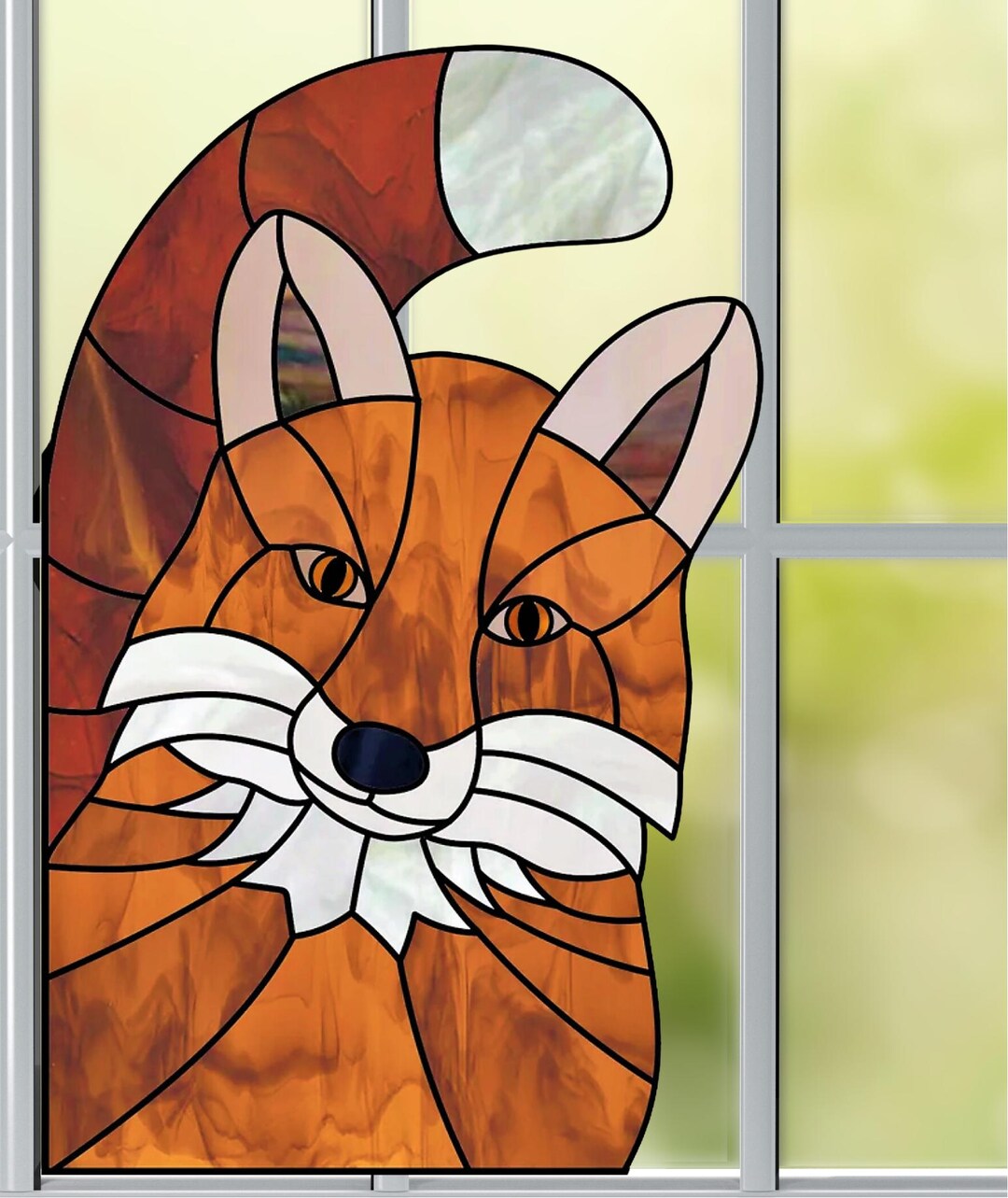 Fox Faux Stained-glass WINDOW CLING Deluxe Vinyl Suncatcher - Etsy