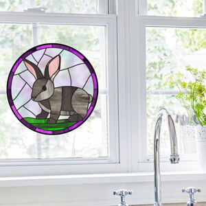 Bunny Rabbit Faux Stained-glass WINDOW CLING Glass-like Suncatcher - Etsy