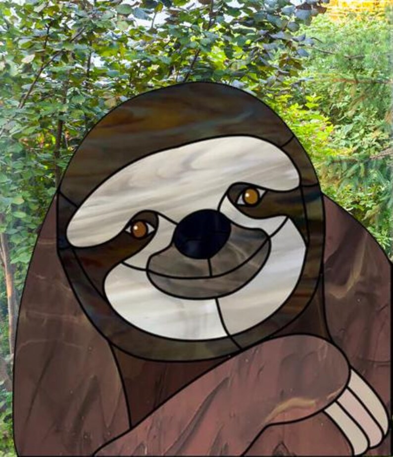 Peeking Sloth Faux Stained-glass WINDOW CLING Glossy, Translucent - Etsy