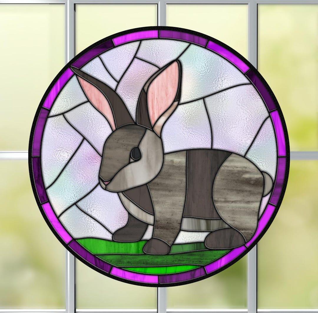 Bunny Rabbit Faux Stained-glass WINDOW CLING Glass-like Suncatcher - Etsy