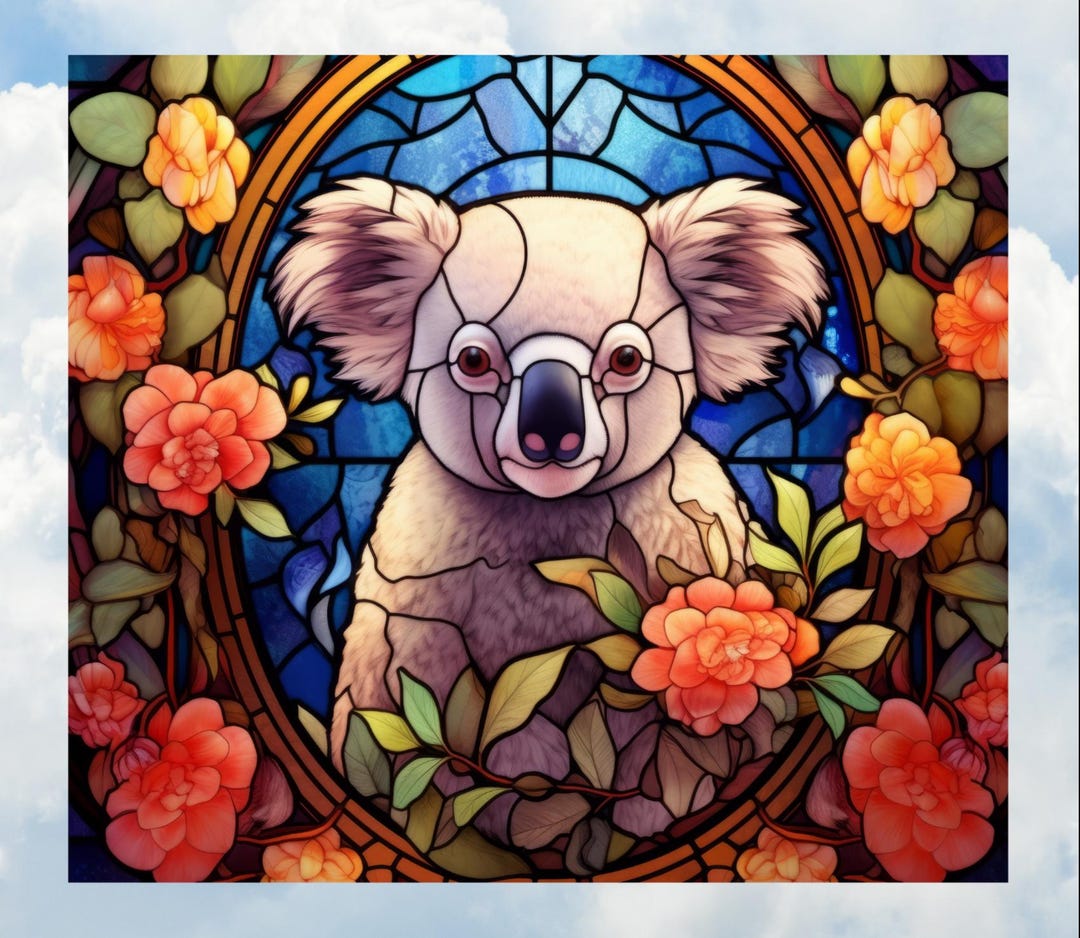 Koala Bear Faux Stained-glass WINDOW CLING Glossy, Translucent, Double ...