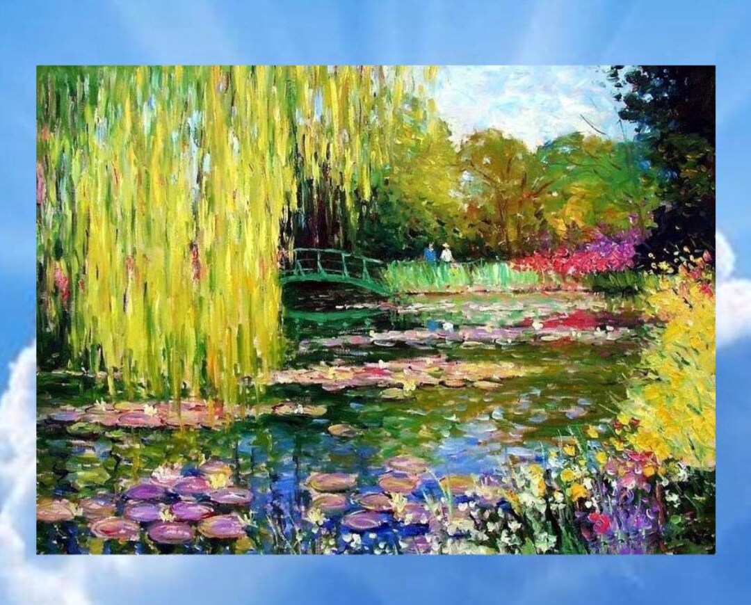 Monet Water Lily Window Cling: Japanese Bridge Suncatcher (10.6" Vinyl ...