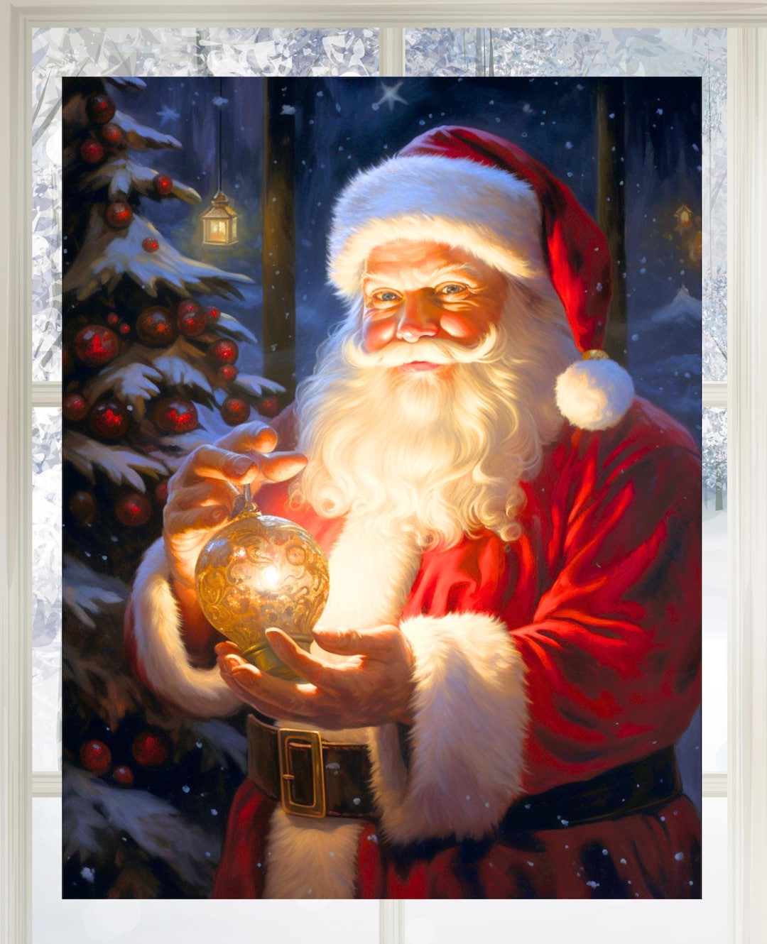 Realistic Santa WINDOW CLING Christmas Santa Clause St. Nick Size 10.6 ...