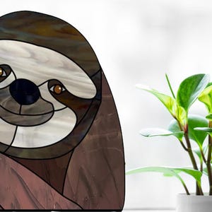 Peeking Sloth Faux Stained-glass WINDOW CLING Glossy, Translucent - Etsy